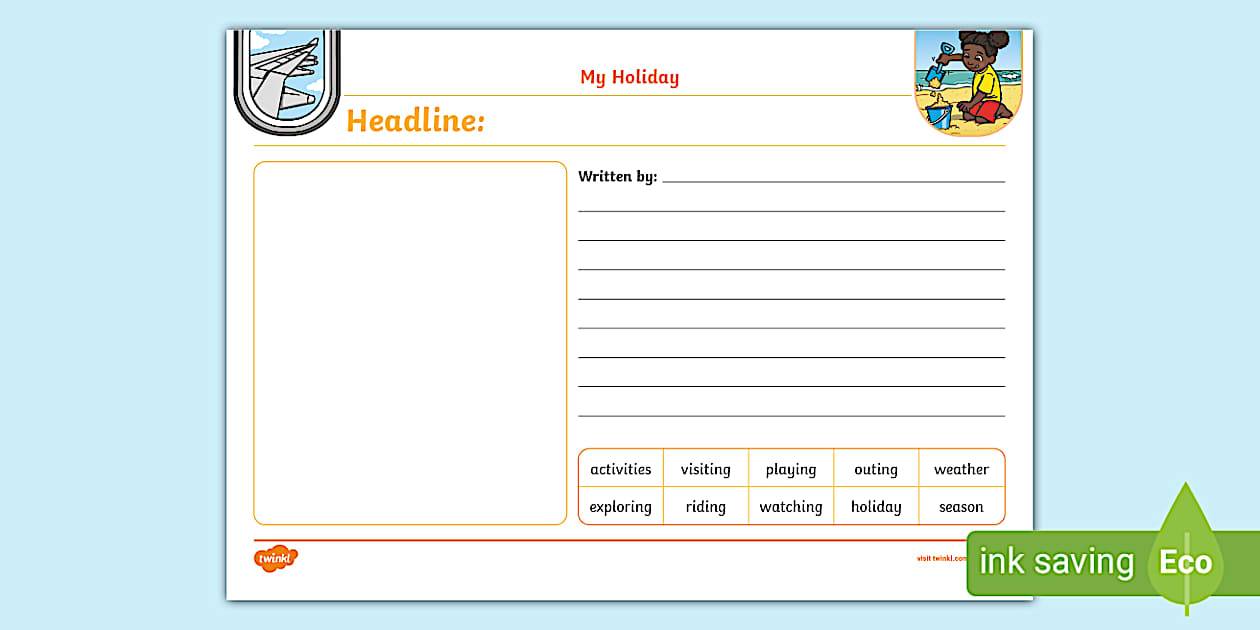 My Holiday Recount Newspaper Template (teacher made)