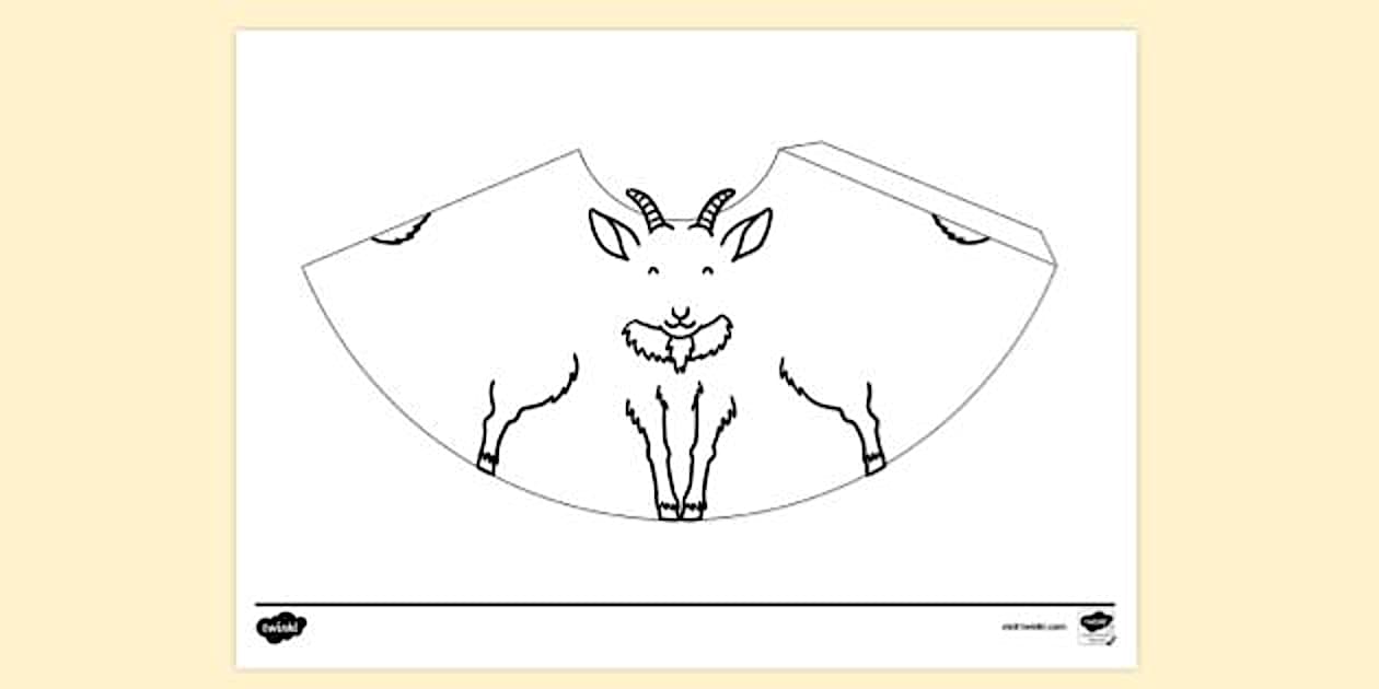 Medium Billy Goat Cone Character Colouring Sheet - Twinkl