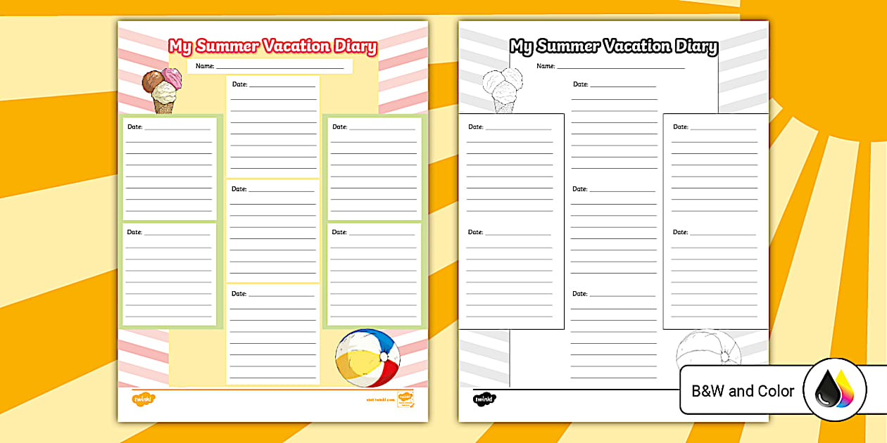 My Summer Vacation Diary - Twinkl USA Resources - Twinkl