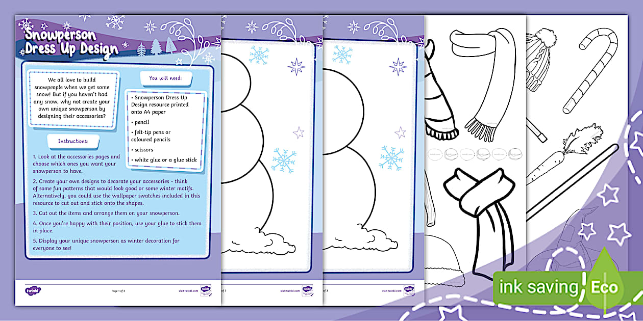 Snowperson Dress Up Design (Ages 5 - 7) (teacher made)