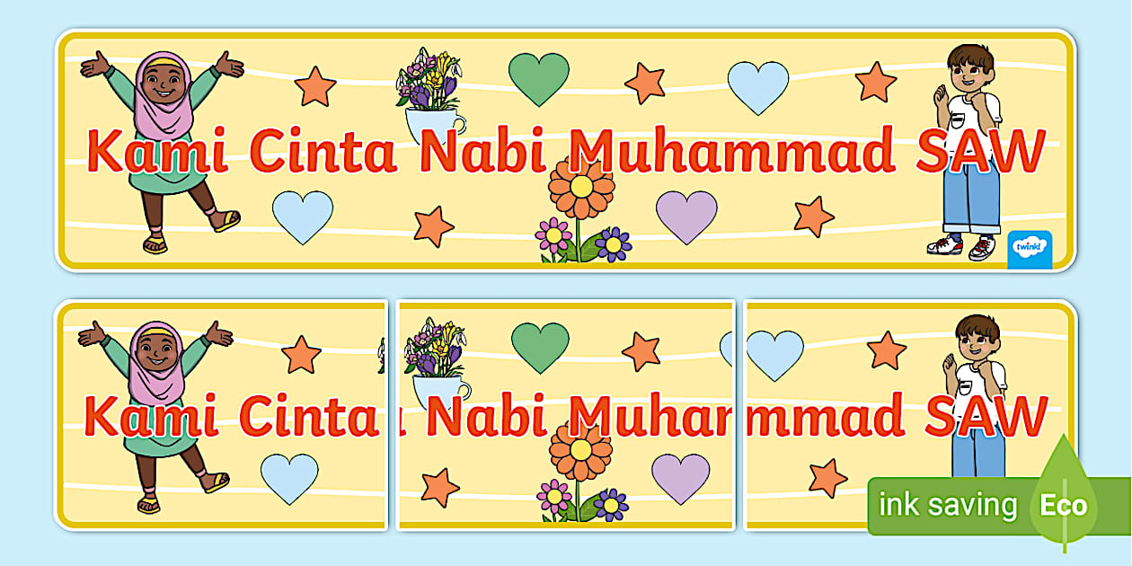 Banner Kami Cinta Nabi Muhammad SAW (teacher made) - Twinkl