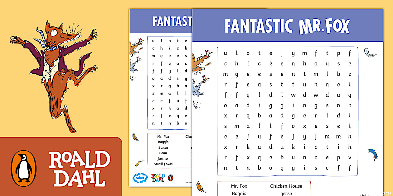 FREE Fantastic Mr. Fox: Word Search