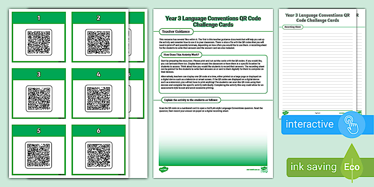 Yr 5 NAPLAN Language Conventions Challenge QR Cards - Twinkl