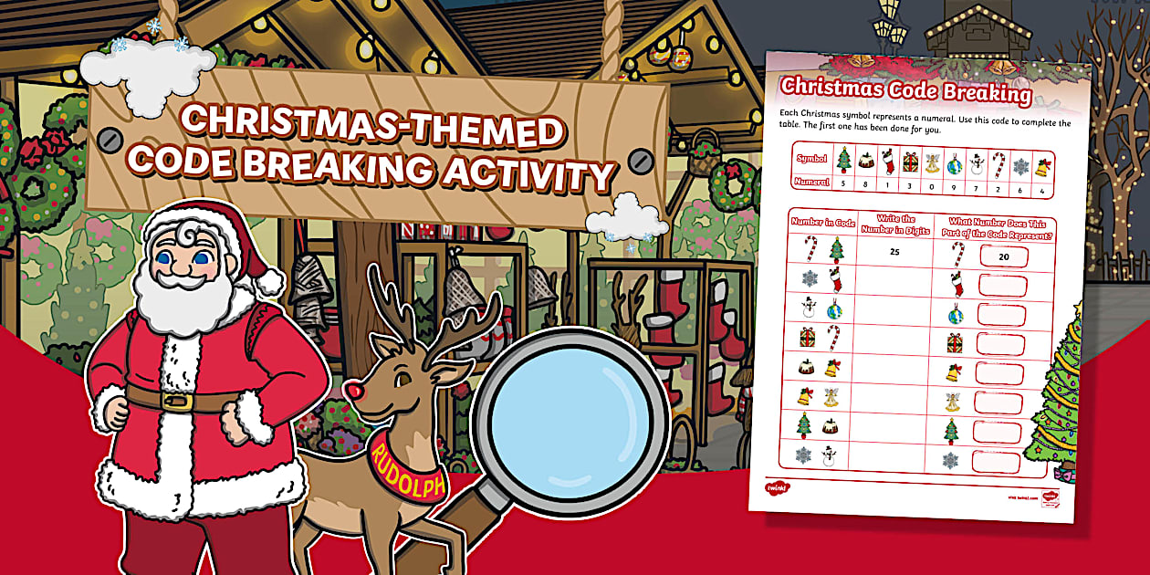 * NEW * Christmas-Themed Place Value Code Breaking Worksheet