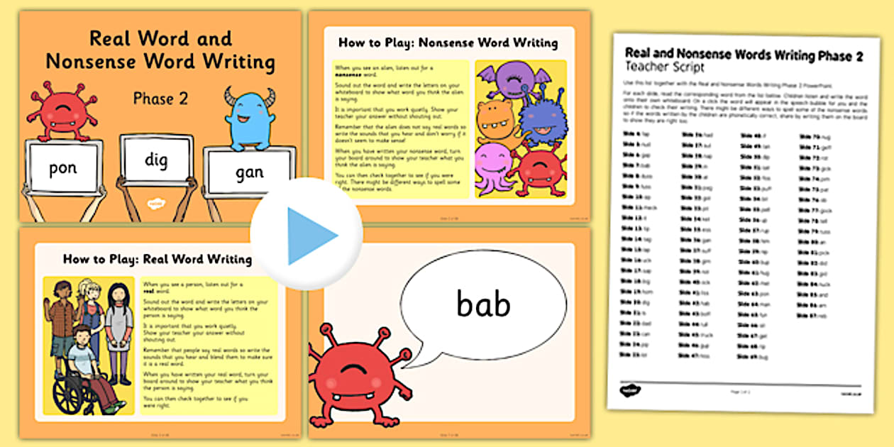 Real and Nonsense Words Writing Phase 2 PowerPoint and Script
