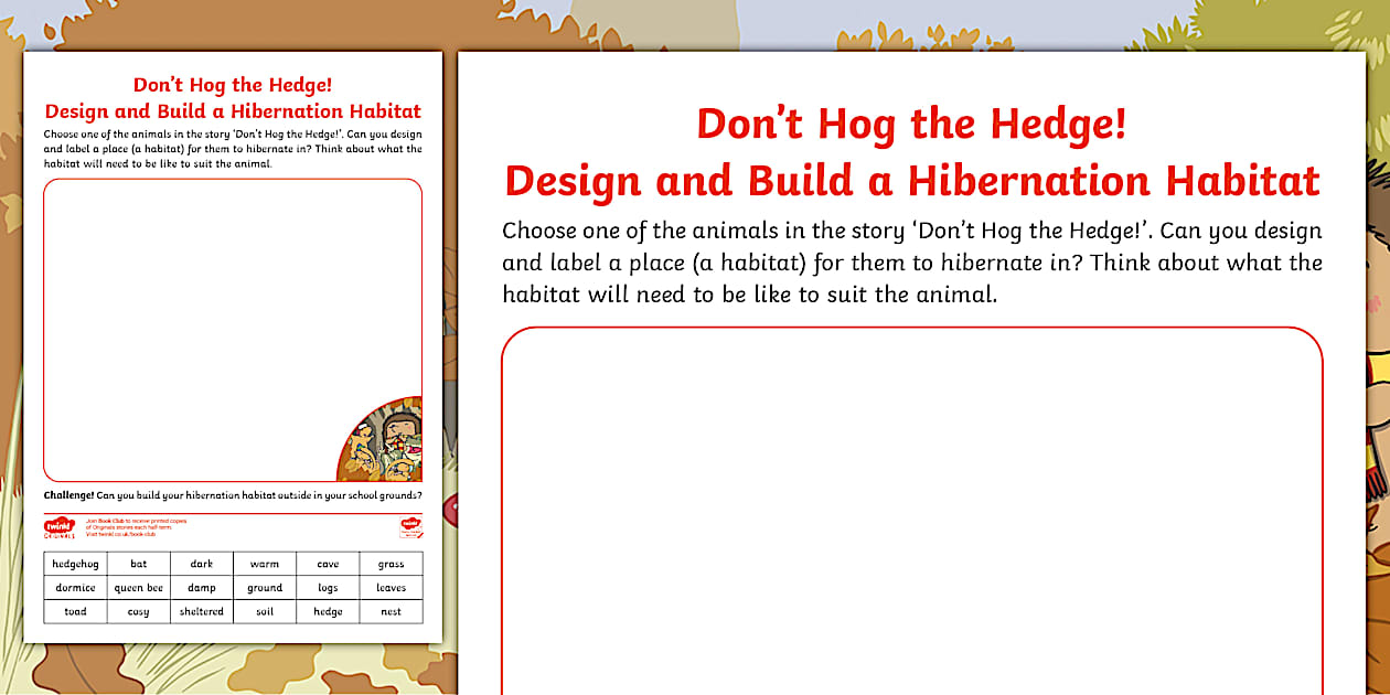 My Hibernation Habitat – Hibernation STEM activity- Twinkl