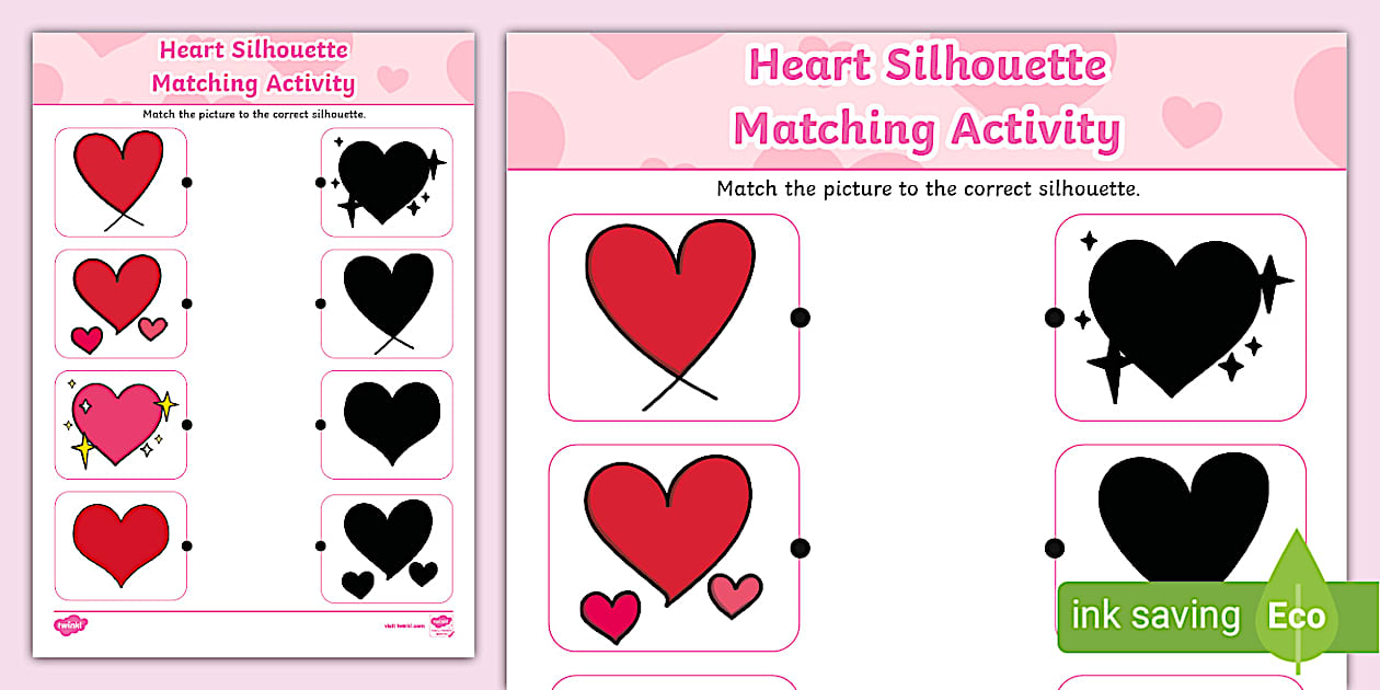 Heart Silhouette Matching Activity (teacher made) - Twinkl