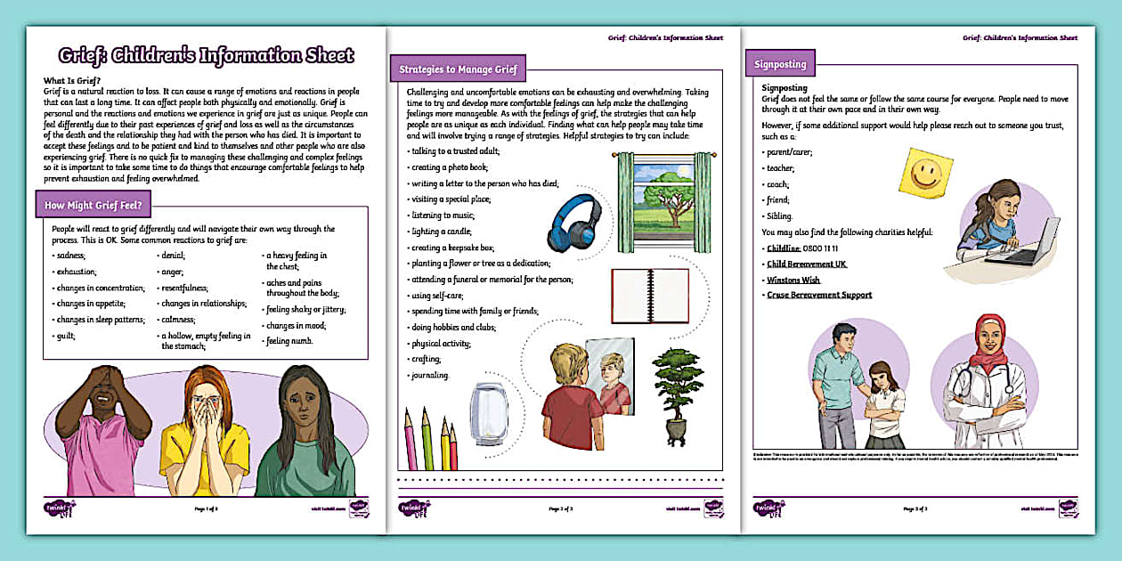 Grief: Children's Information Sheet KS2 (teacher made)