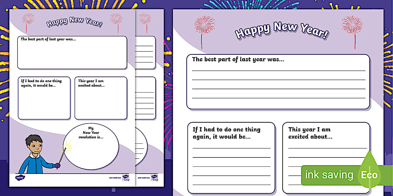 New Year Resolutions Writing Frames (teacher made) - Twinkl