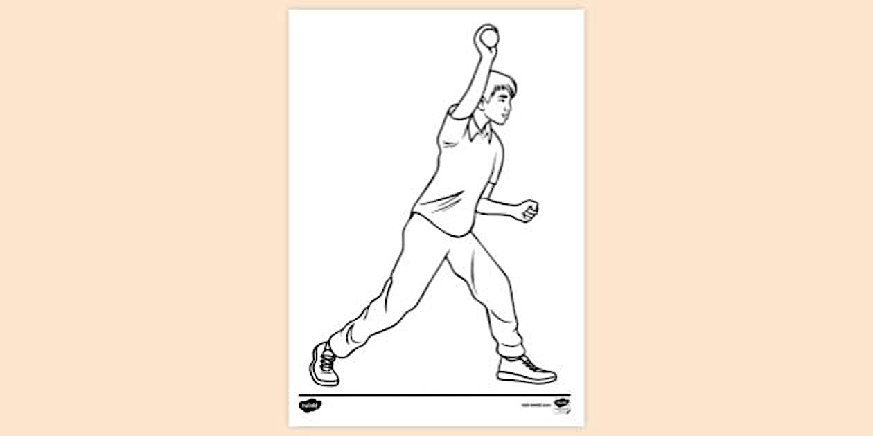 Cricket Bowler Colouring Sheet | Colouring Pages - Twinkl