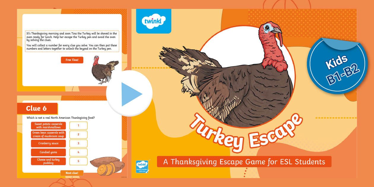 Turkey Escape - ESL Thanksgiving Game (teacher made)