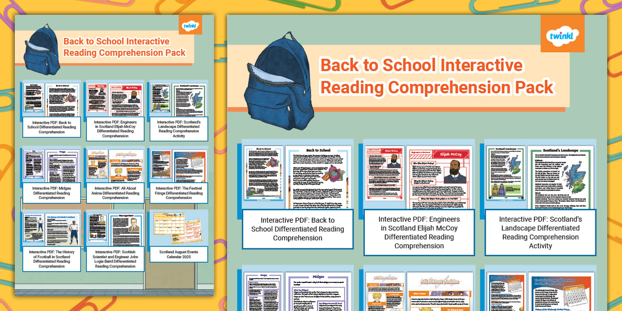 Back to School Interactive Reading Comprehension Pack