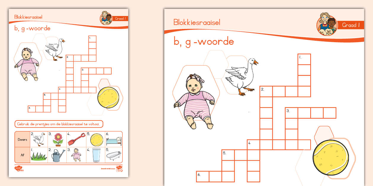 Graad 1 Klanke Blokkiesraaisel b, g (teacher made) - Twinkl
