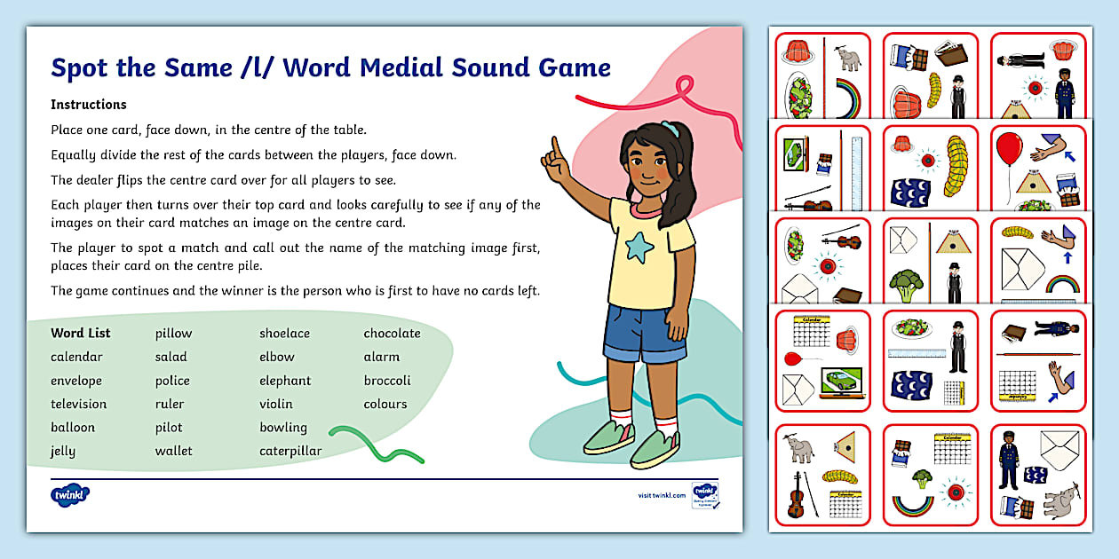 Spot the Same /l/ Word Medial Sound Game (teacher made)