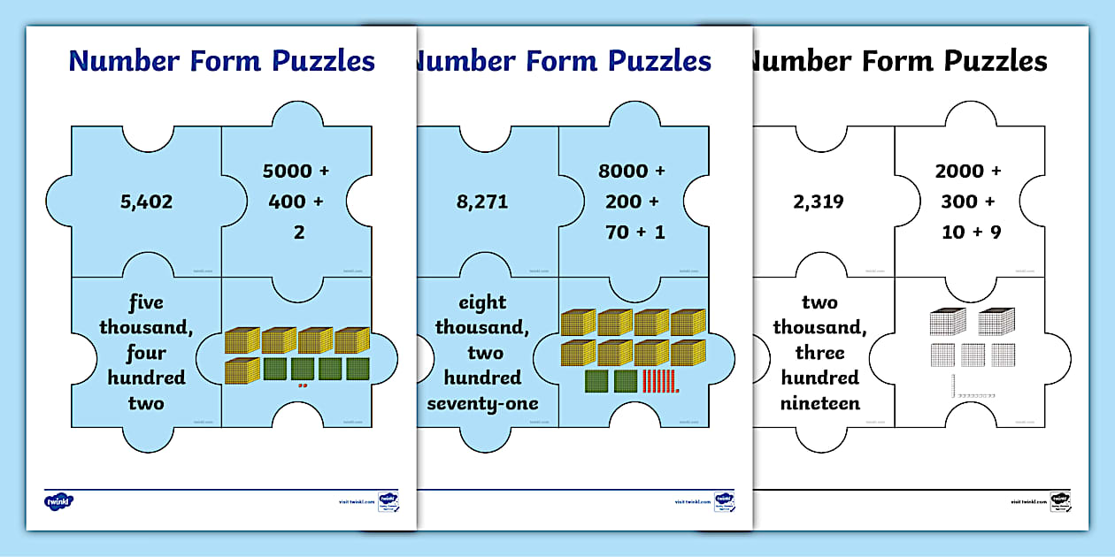 Place Value: Number Form Printable Puzzles (Teacher-Made)