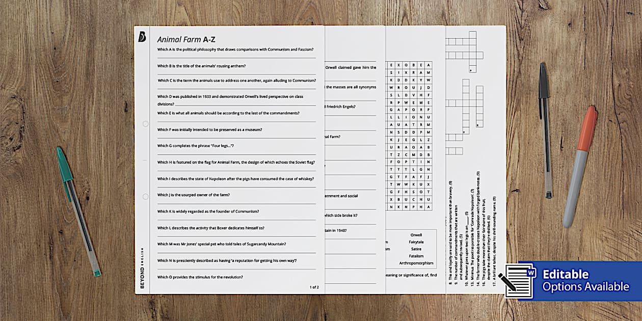 Animal Farm Quiz | Animal Farm Unit of Work | Beyond English