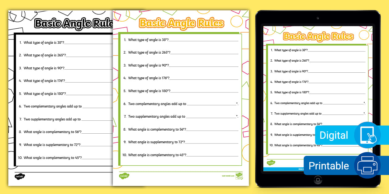 Basic Geometry Angle Rules Quiz for 4th Grade | Twinkl USA
