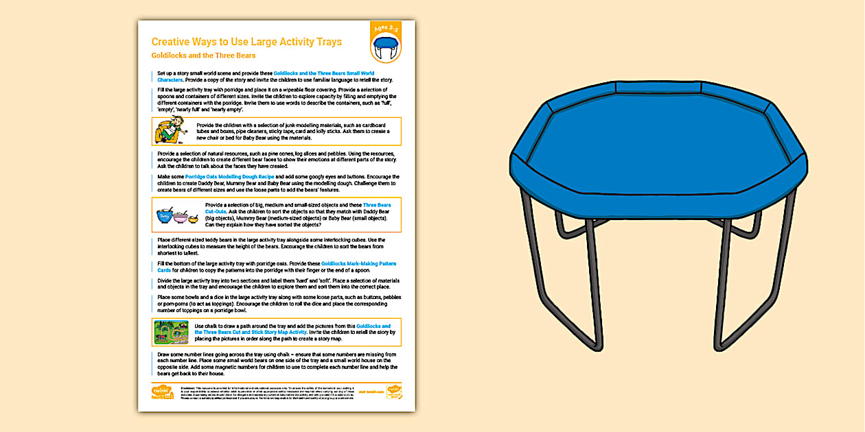 EYFS Ages 3-5 Large Activity Tray Goldilocks & the 3 Bears