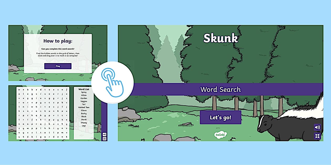 Interactive Skunk Word Search (Teacher-Made) - Twinkl