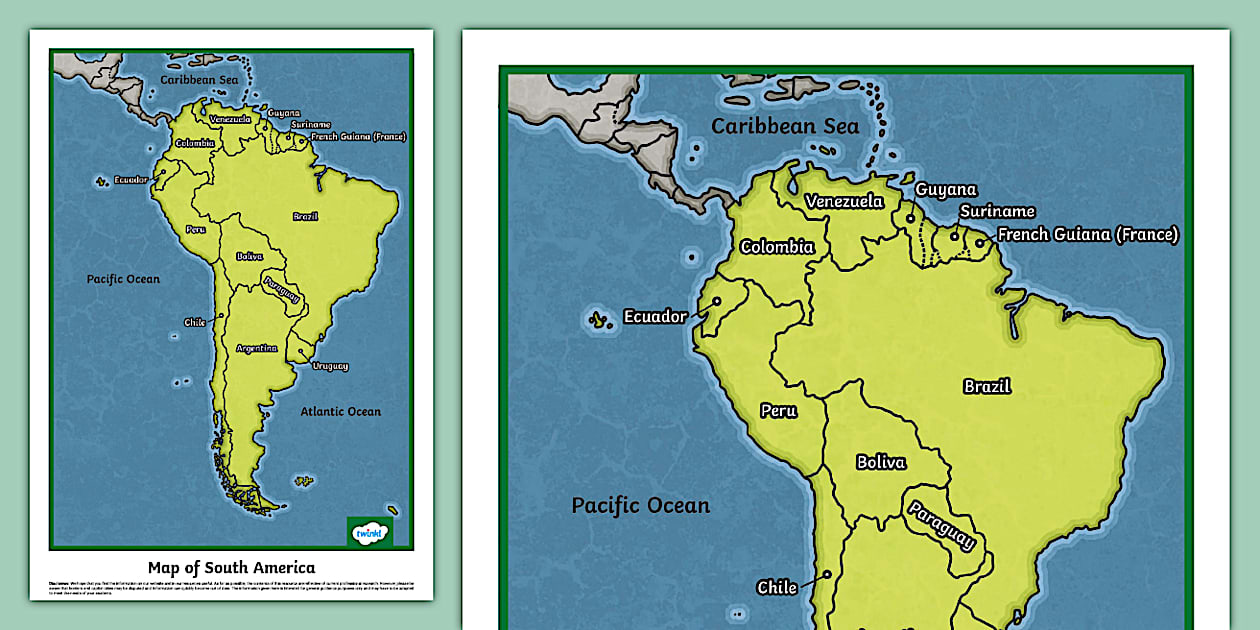 KS2 Labelled Map of South America - Twinkl