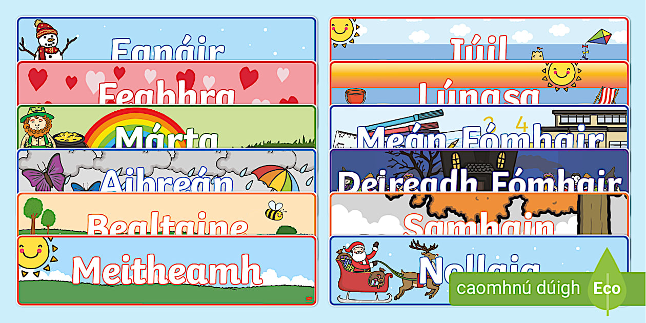 Míonna na Bliana Meirge Taispeána (teacher made) - Twinkl