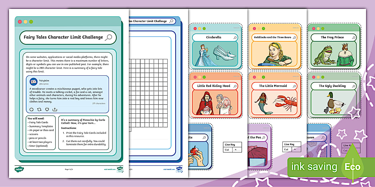 Fairy Tales Character Limit Challenge (Ages 7 - 11) - Twinkl