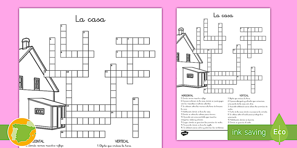 Crucigrama: En la casa (teacher made) - Twinkl