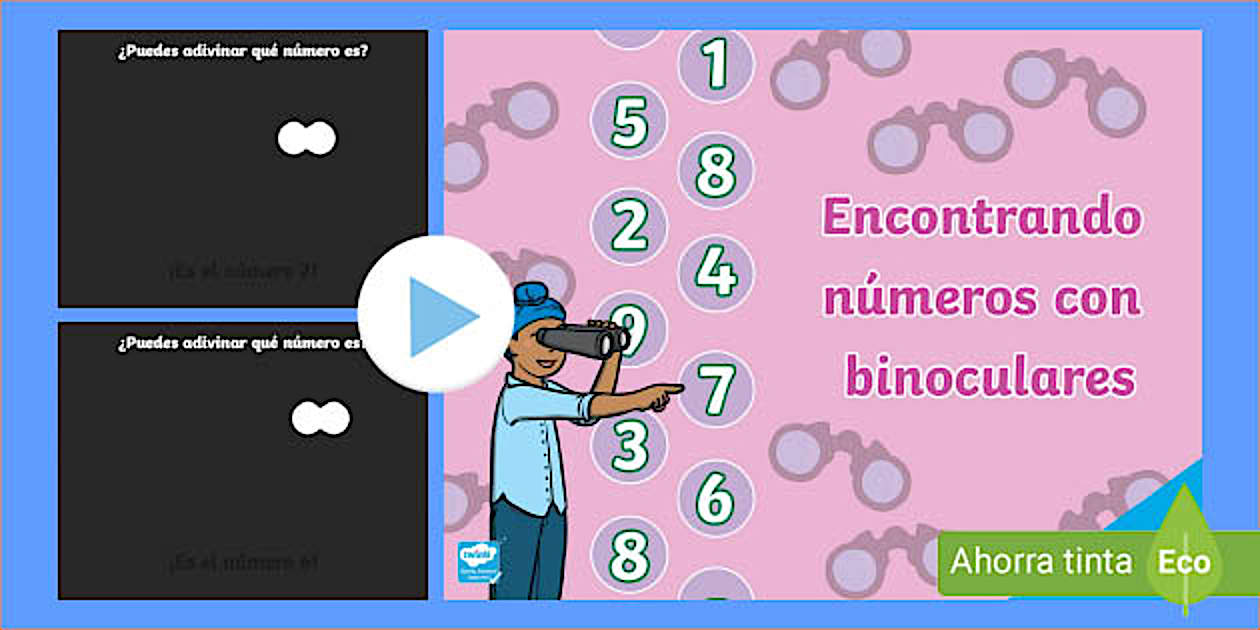 PowerPoint: Encontrando números del 1 al 10 con binoculares