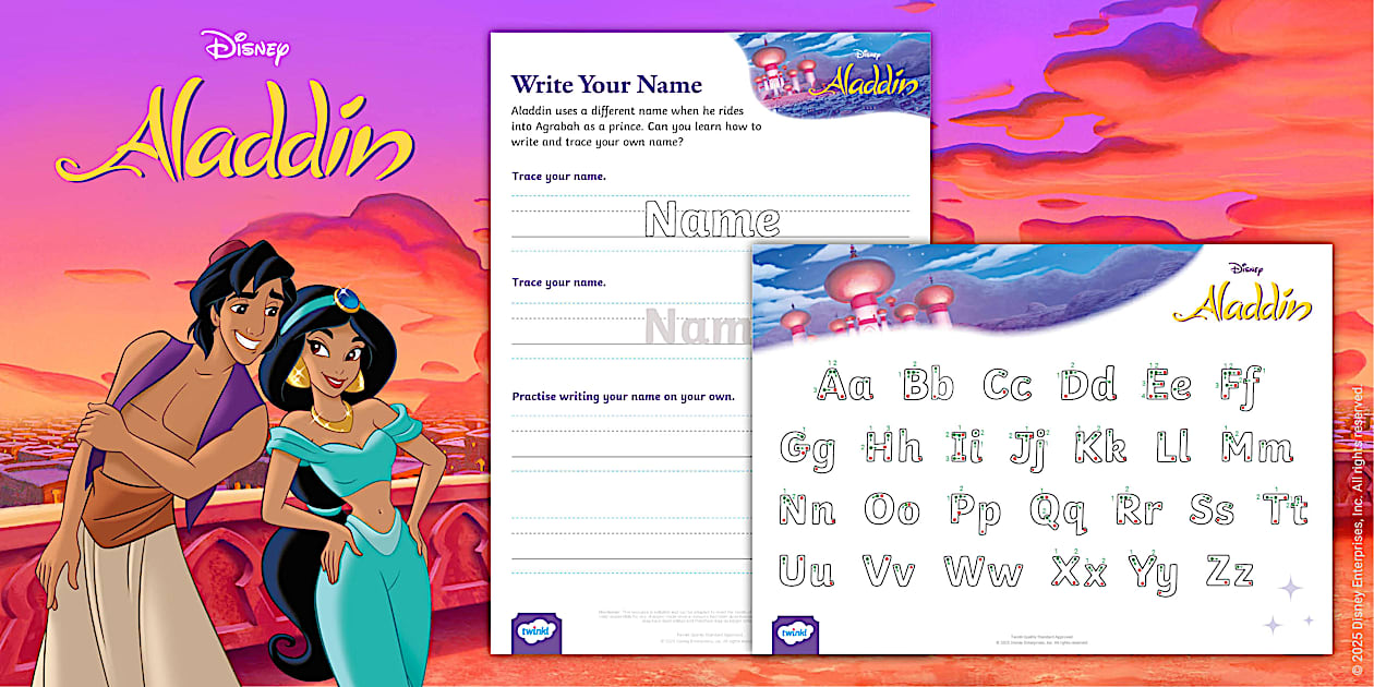 Aladdin: Editable Name Writing and Tracing Activity Sheets