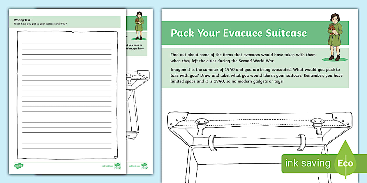 Evacuation Suitcase Activity Sheet (Teacher-Made) - Twinkl