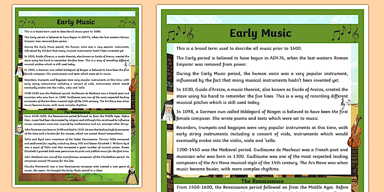 Early Music Information A4 Display Poster (teacher made)