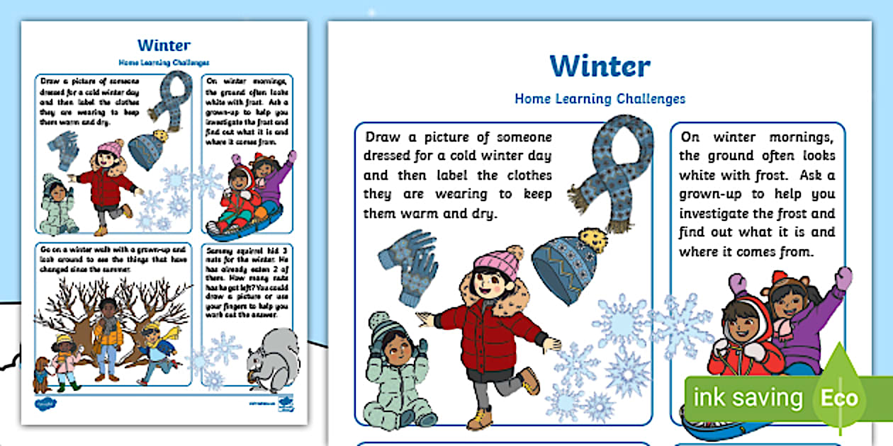 EYFS Winter Home Learning Challenges Nursery FS1 - Twinkl