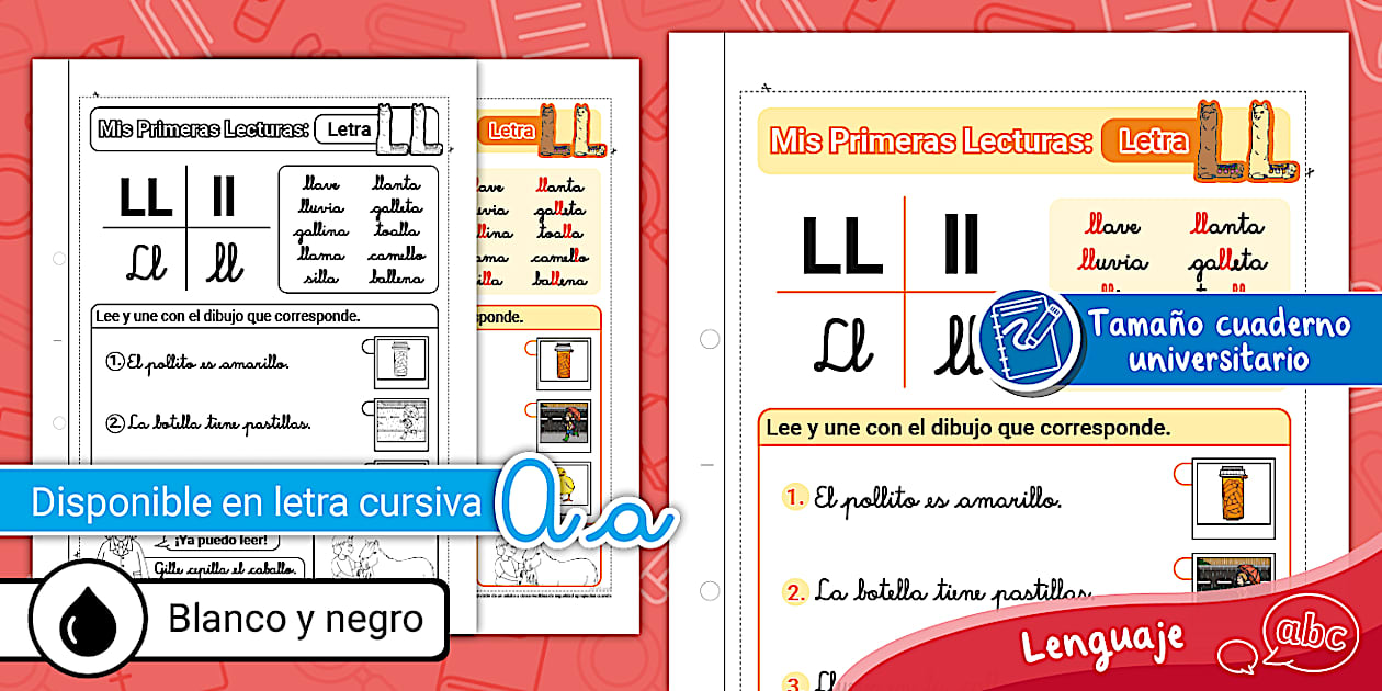 Primeras | Lecturas | Letra LL | Cursiva