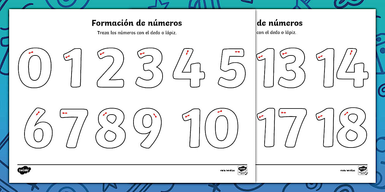 Actividad para trabajar el trazo de los números - Infantil