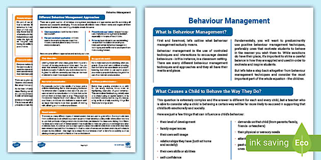 Behaviour Management in Schools (teacher made) - Twinkl