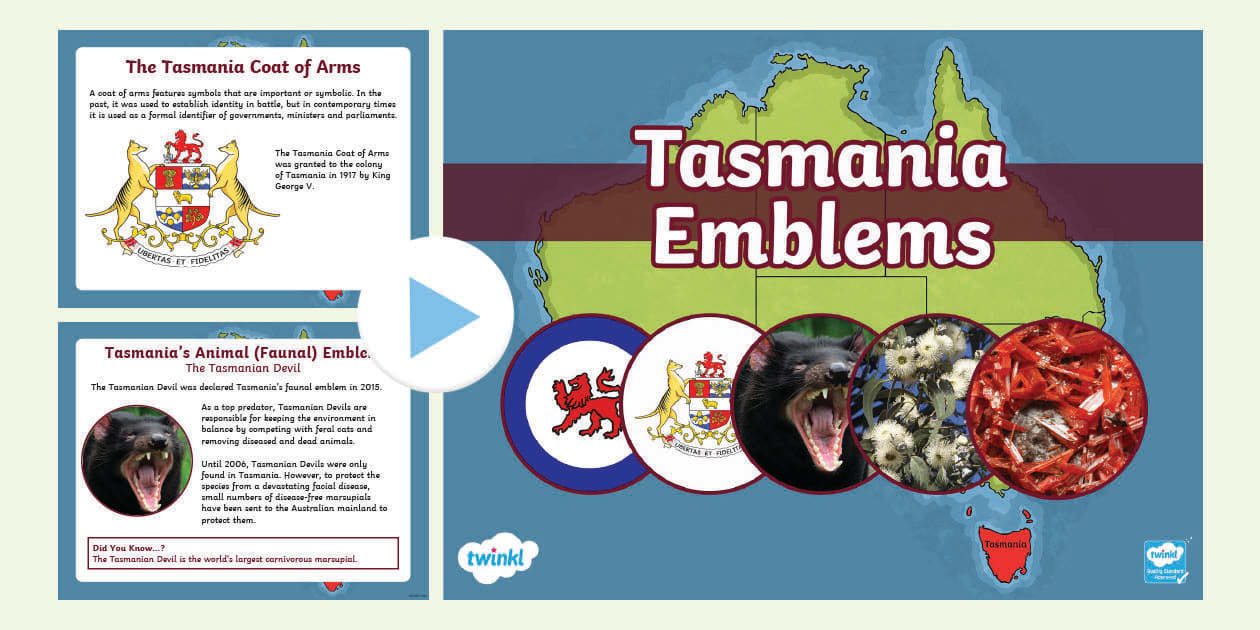 Tasmania Emblems PowerPoint (teacher made) - Twinkl