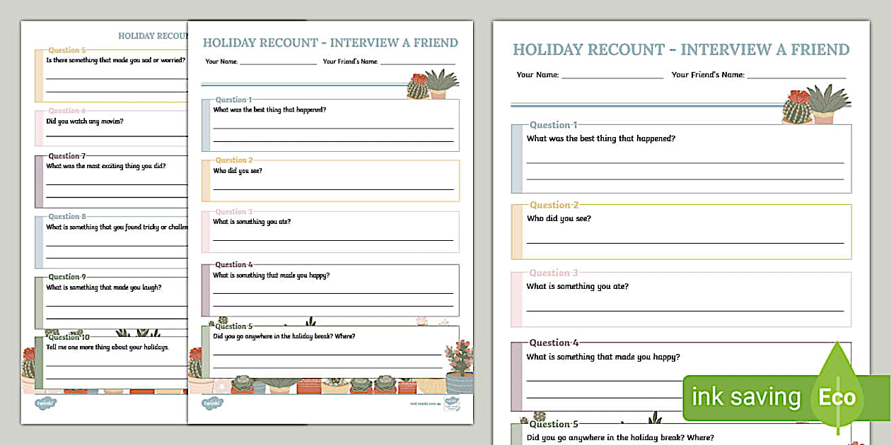 Holiday Recount - Interview A Friend - Back to School