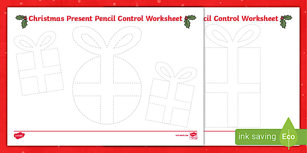 Christmas Pencil Control Worksheet | Writing Aid | Primary School