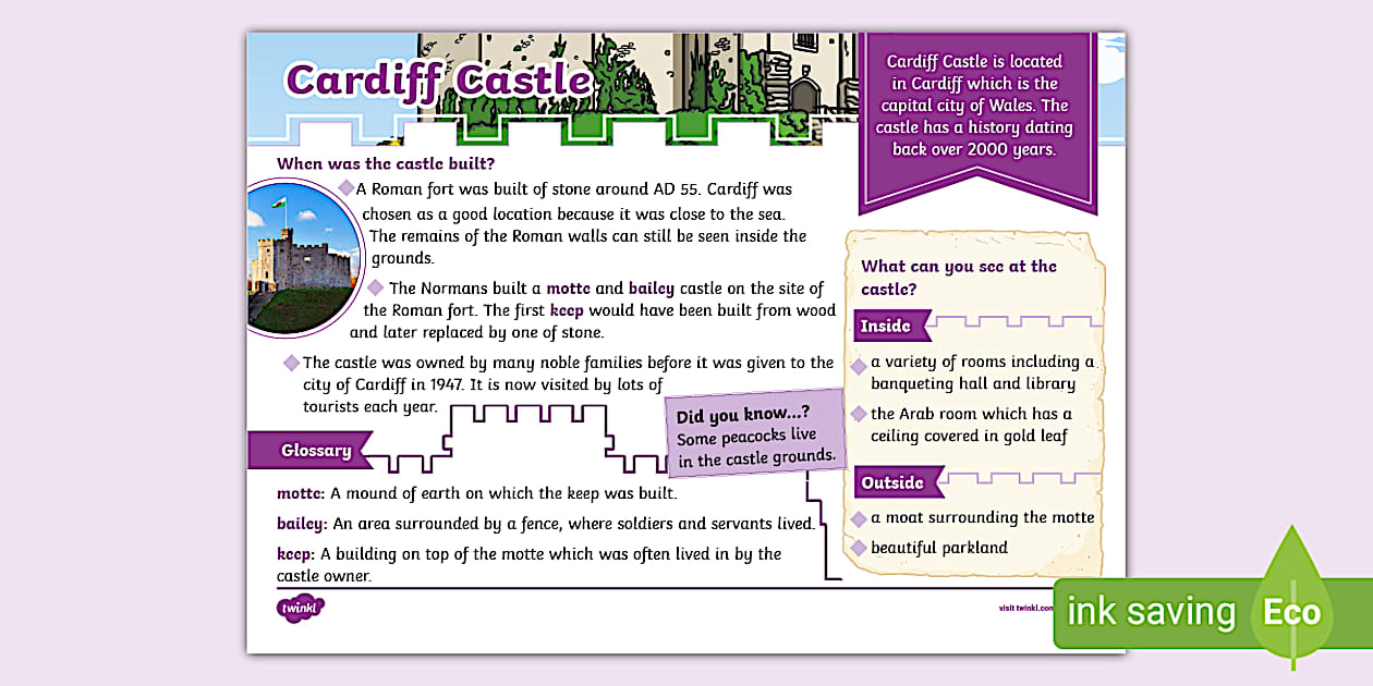 KS1 Cardiff Castle Fact File - United Kingdom - Twinkl
