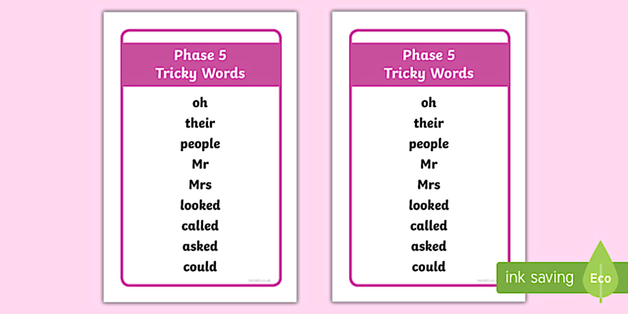 Editable IKEA Tolsby/Fiestad Phase 5 Tricky Words Prompt Frame