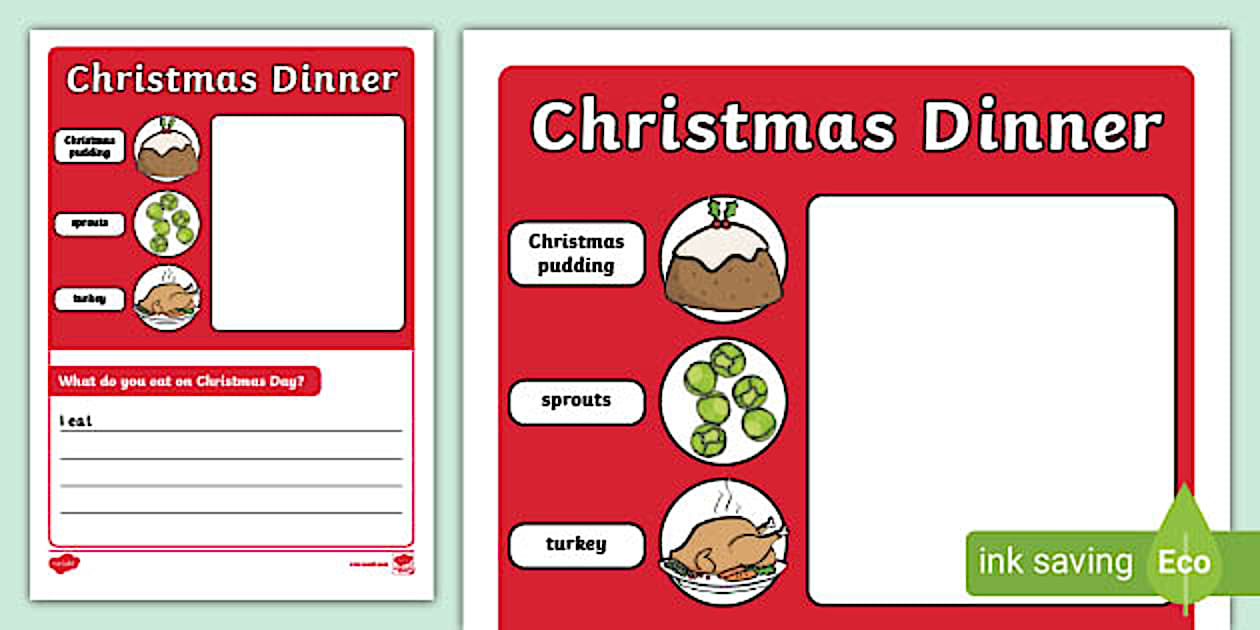 Black and White Christmas Dinner Writing Frame - Twinkl