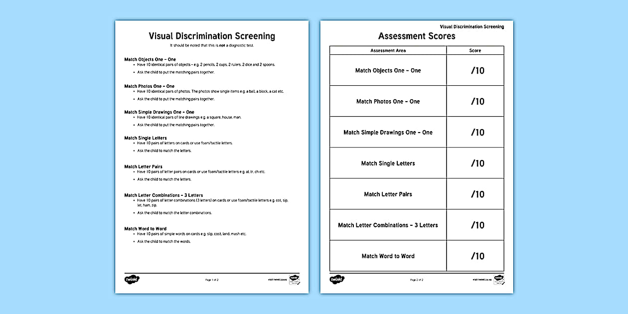 Visual Discrimination Screening Activity