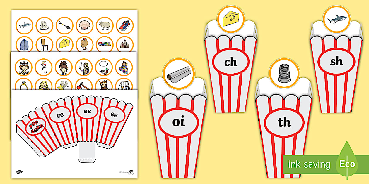 Sorting Phase 3 Digraphs Cut-Outs Activity (Teacher-Made)