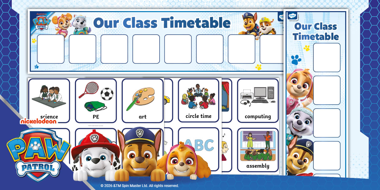 PAW Patrol: School Visual Timetable