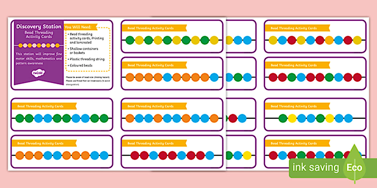Lower Ability Bead Threading Pattern Cards (teacher made)