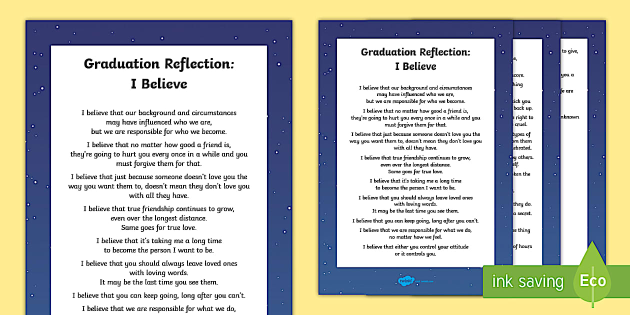 Graduation Reflection Poem | 6th Class | End of Year