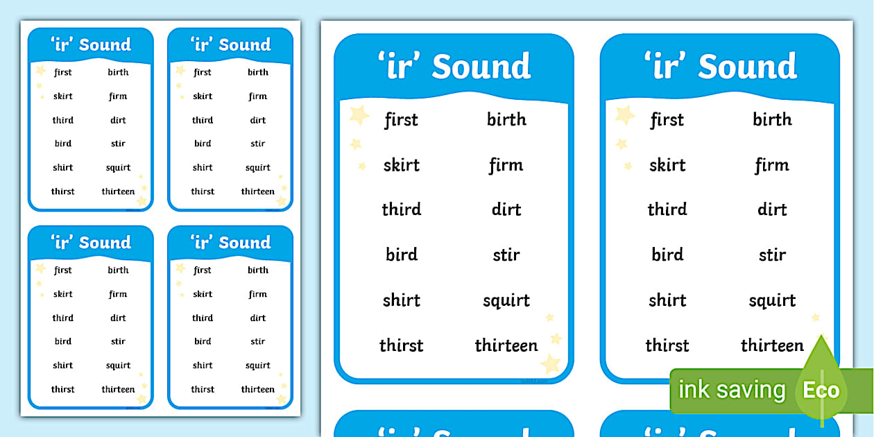 'ir' Sound Spelling List Cards (teacher made) - Twinkl