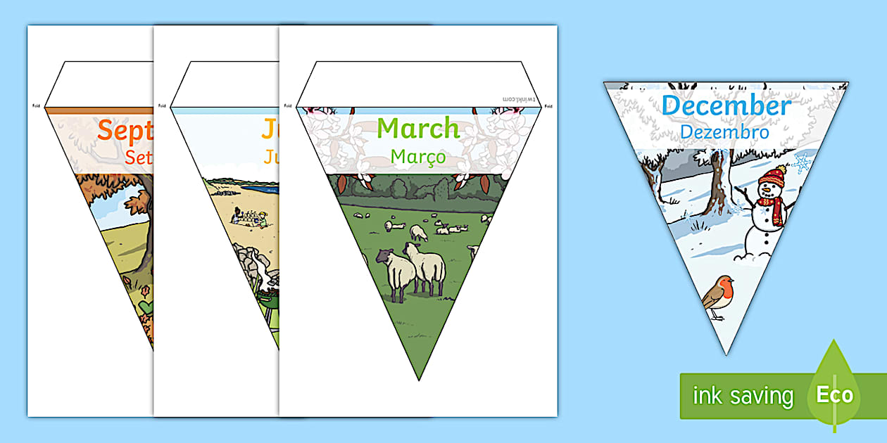 Months of the Year Display Bunting English/Portuguese