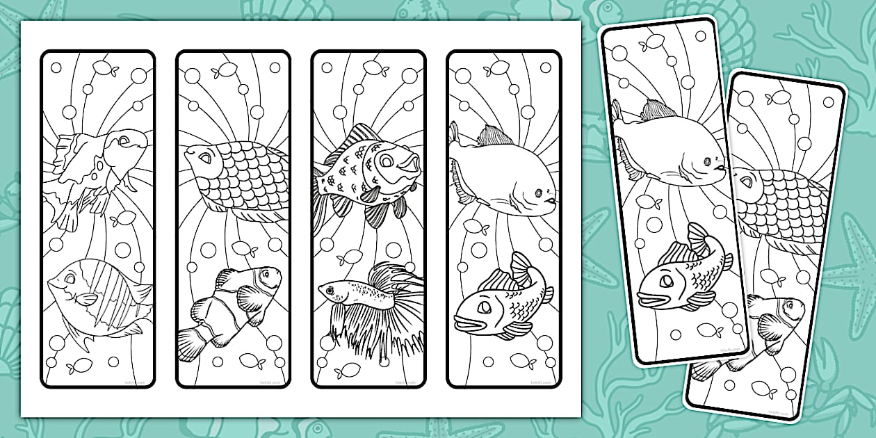 Fish Colouring Bookmarks (teacher made) - Twinkl