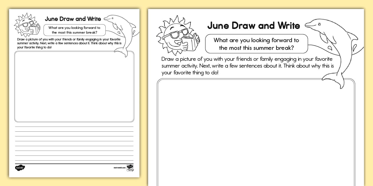 June Draw & Write Prompt for K-2nd Grade - Twinkl